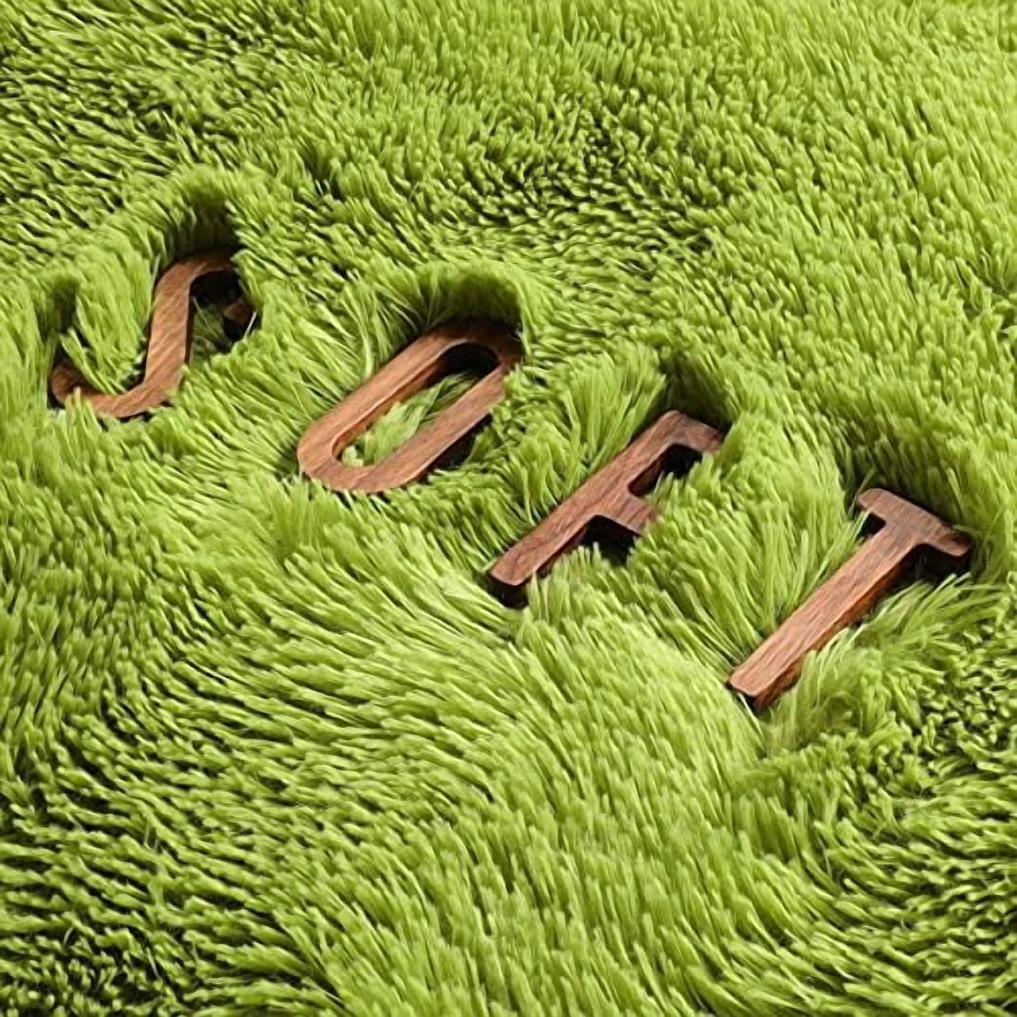 Grass Green Small Round Rug 3Ft for Bedroom, Fluffy Shag Circle Area ...