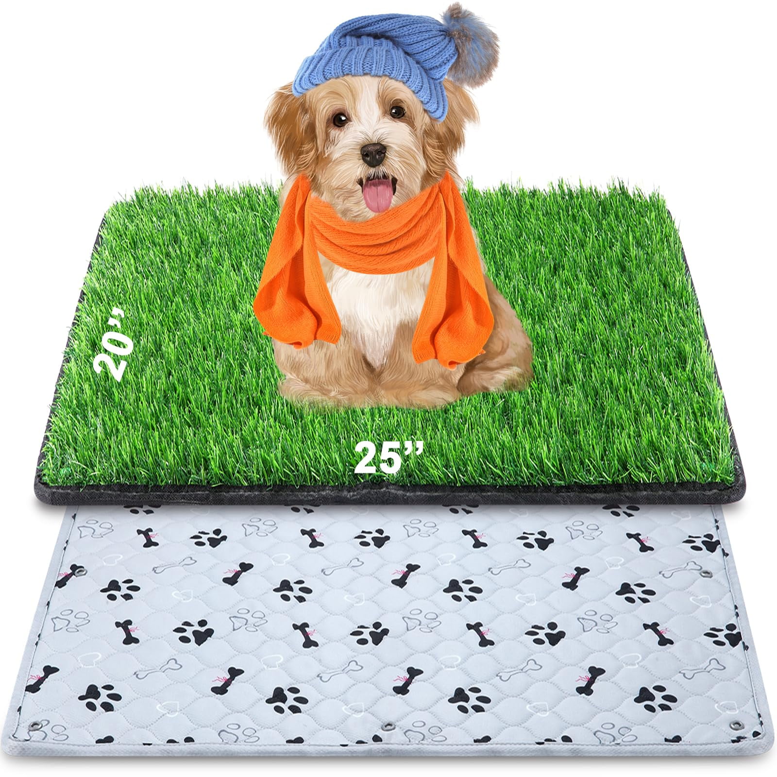 Grass Mat with Pee Pad ATT120×25", Small Litter Box Indoor Artificial ...