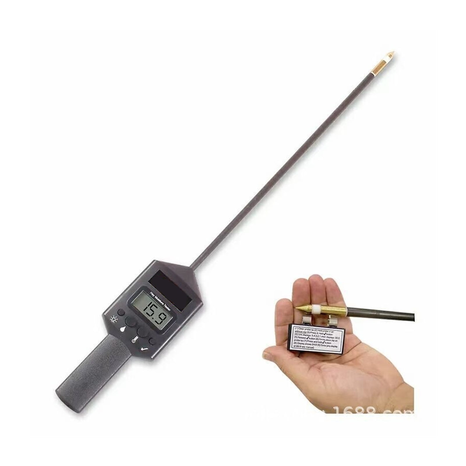 Grass Moisture Meter,Single Rod Grass Moisture Temperature Tester,With ...