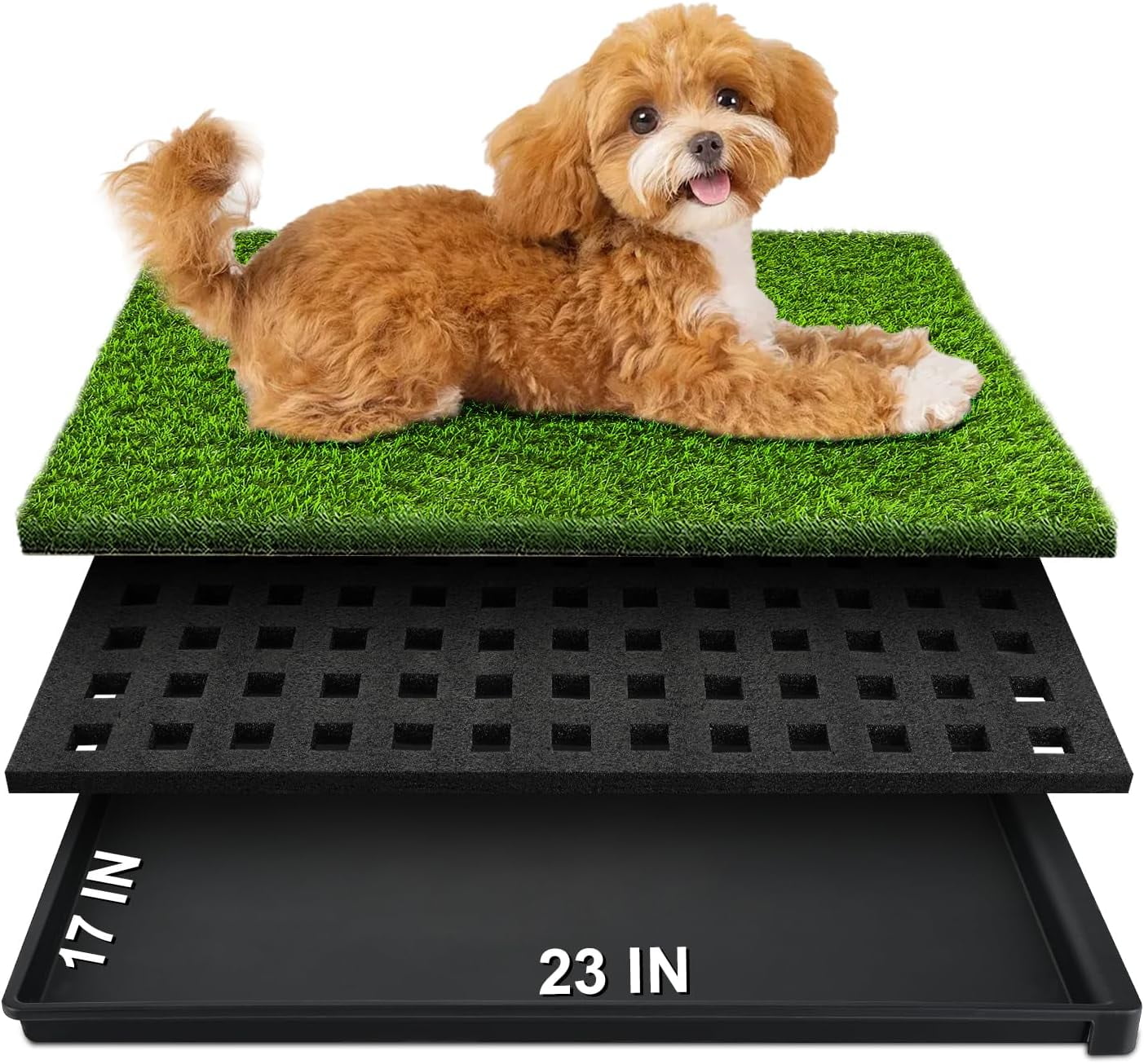 Grass Pad with Tray, 23''X17'' Small Artificial Turf Grass Potty, Puppy ...