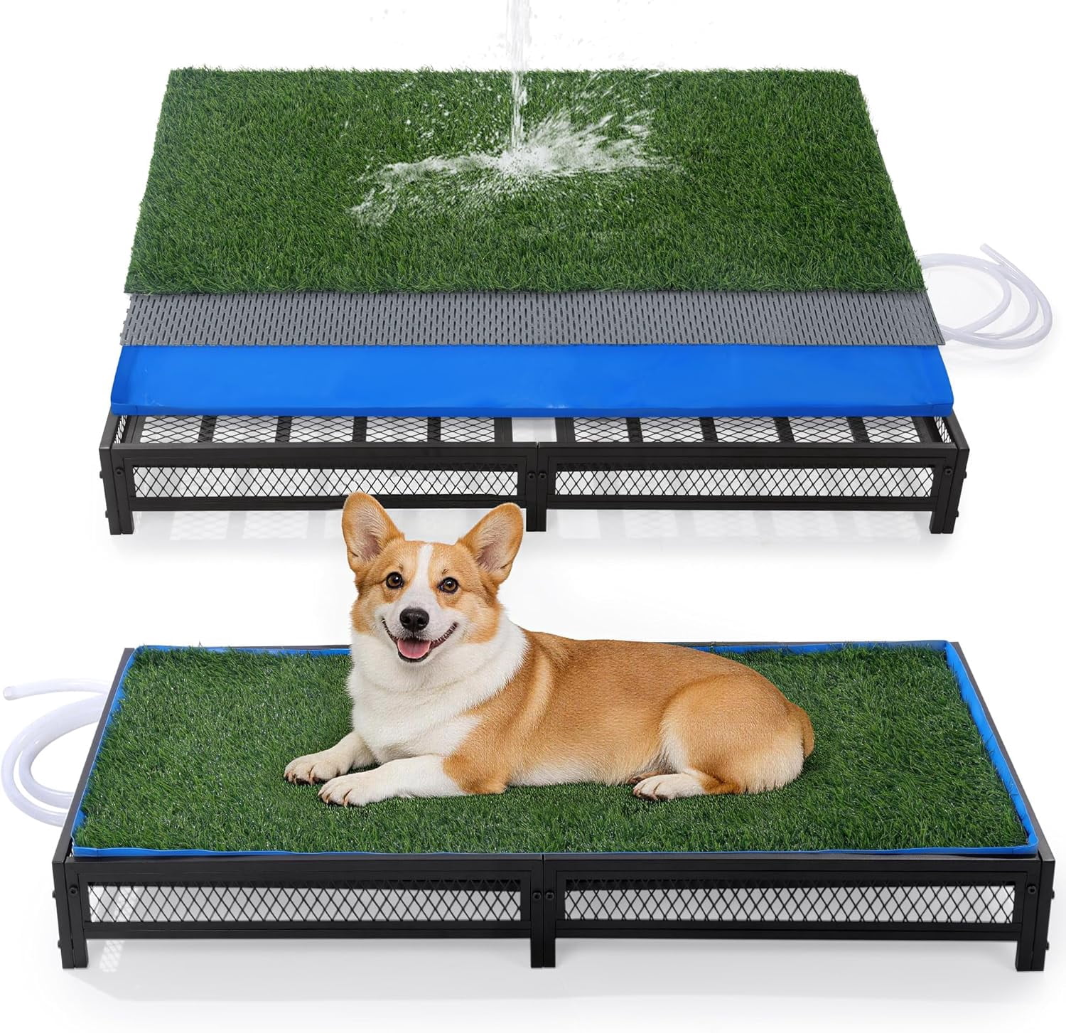 Grass Potty for Dogs with Drain, Artificial Grass Dog Potty Tray for ...