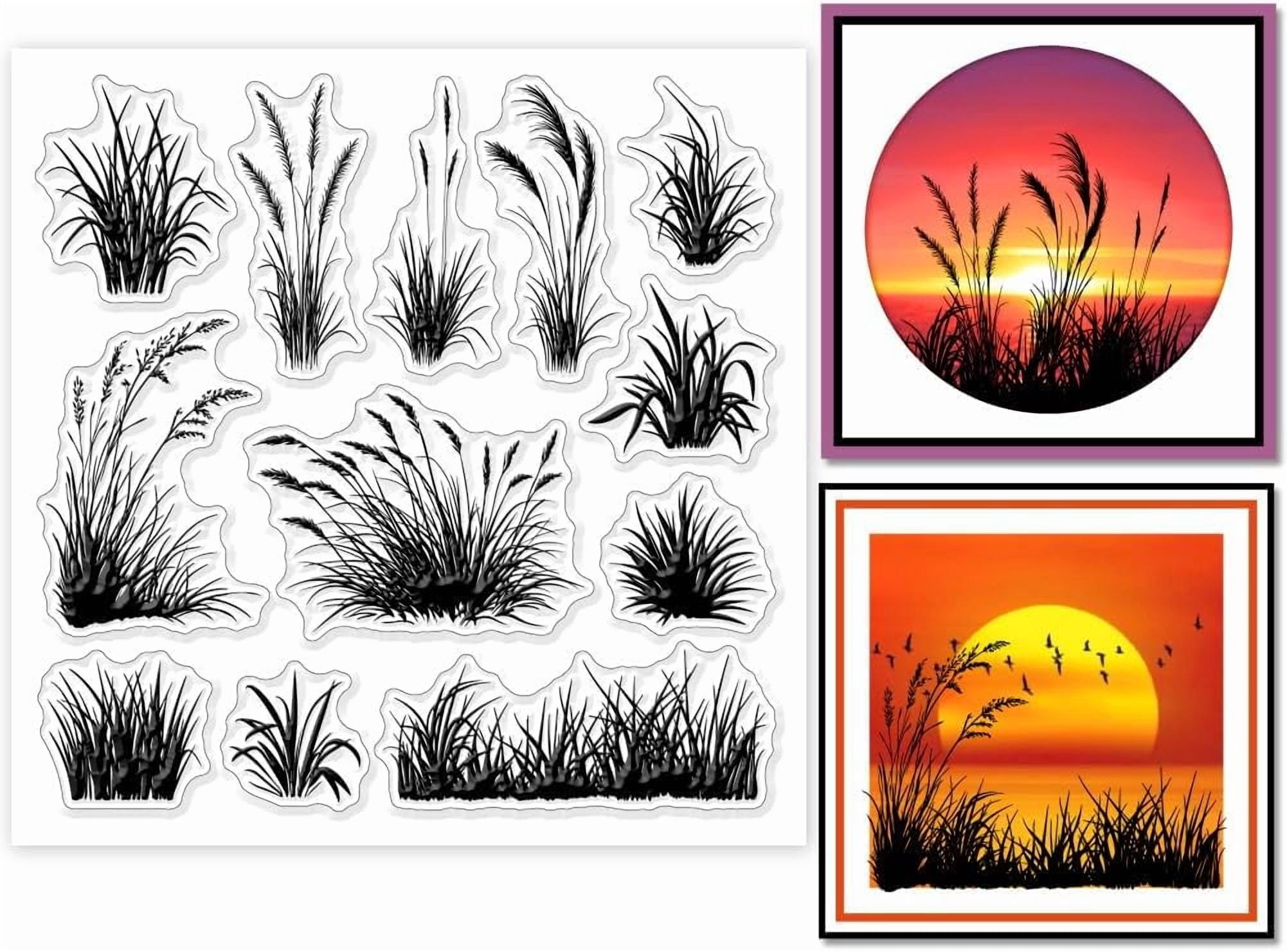 Grass Silhouette Clear Stamps for DIY Scrapbooking Plants Silicone ...