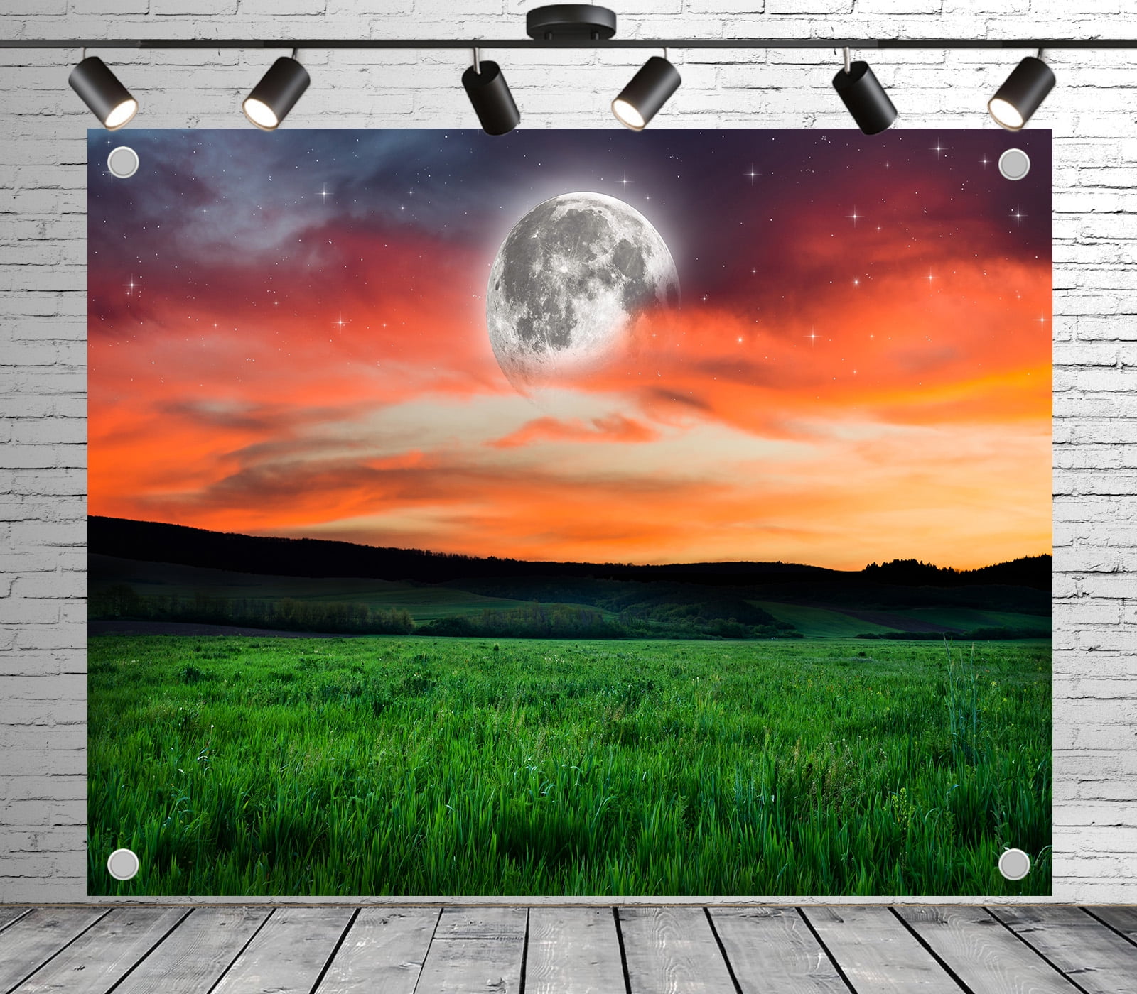 Grass Sunset Photo Backdrop | Polyester Fabric Banner Decorative ...
