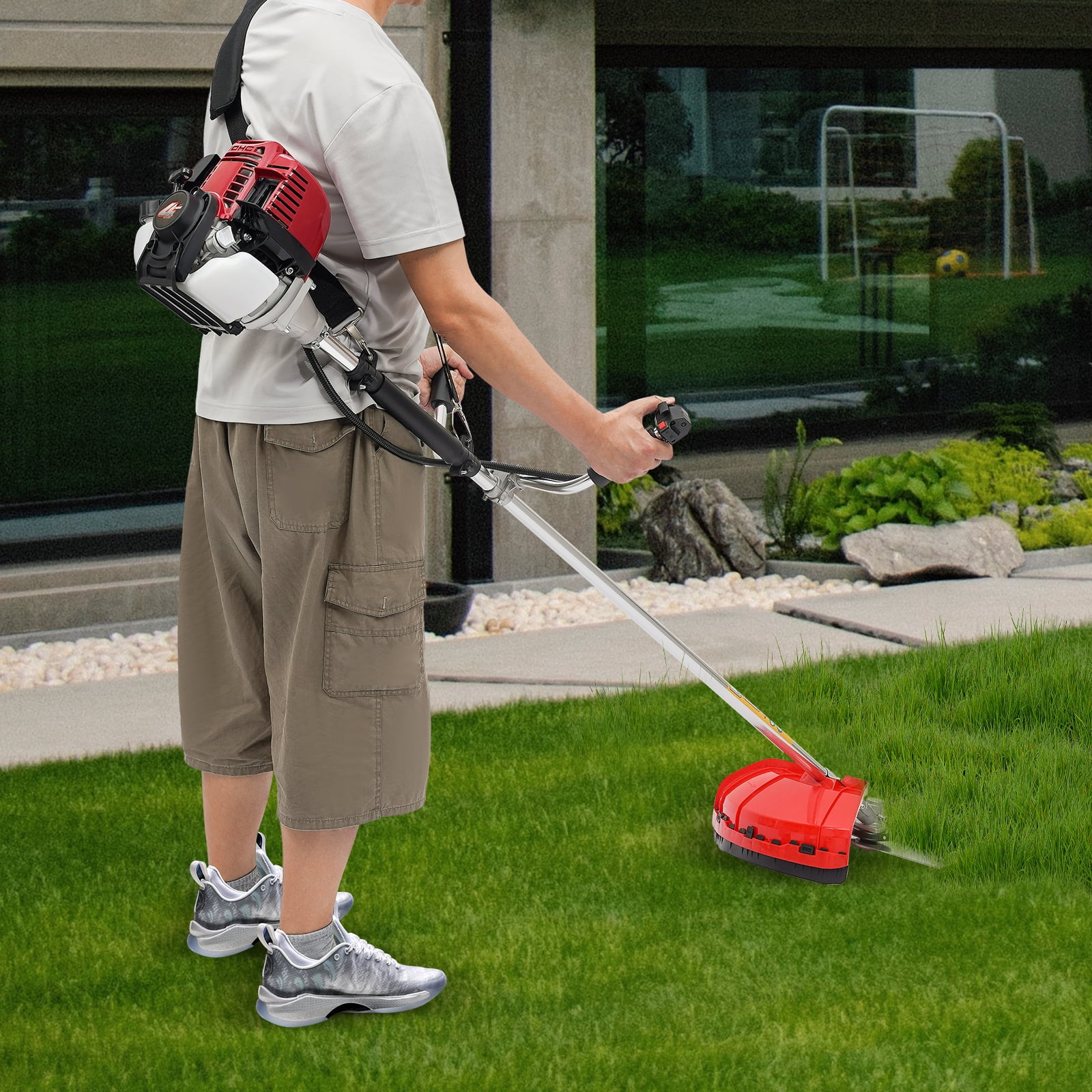 Grass Trimmer 4-stroke 35.8CC Engine Powered Grass Trimmer Lawn Care ...