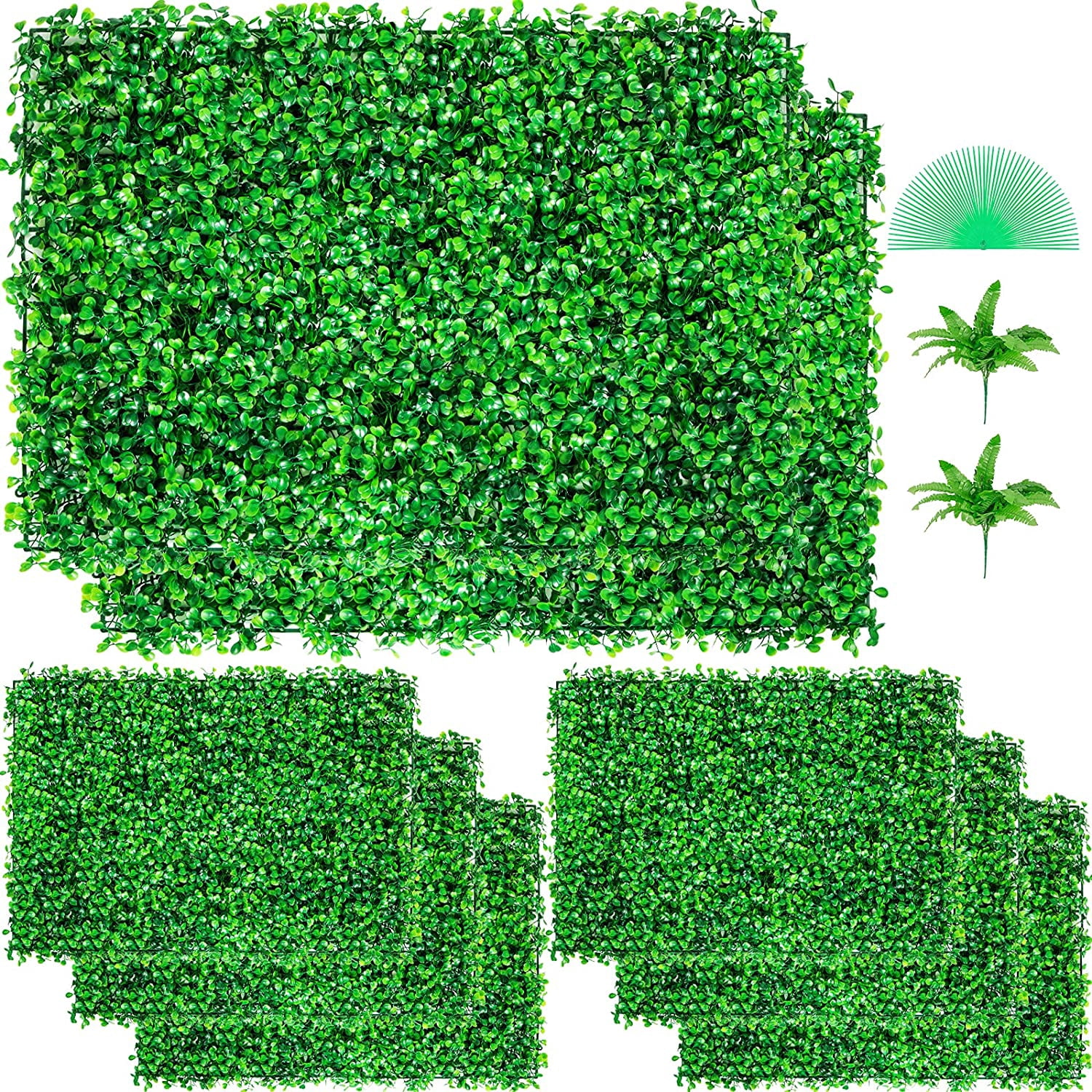 Grass Wall Artificial Boxwood Panels, 24PCS 10" x 10", Topiary Hedge ...