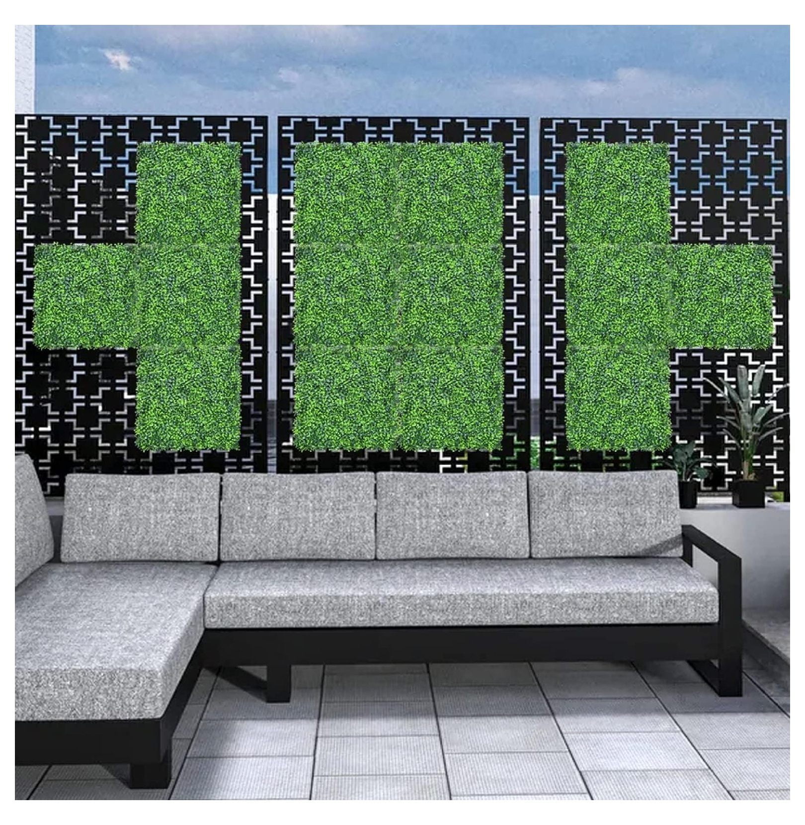 Grass Wall Panel 20'x20', 12Packs Artificial Greenery Wall Backdrop ...