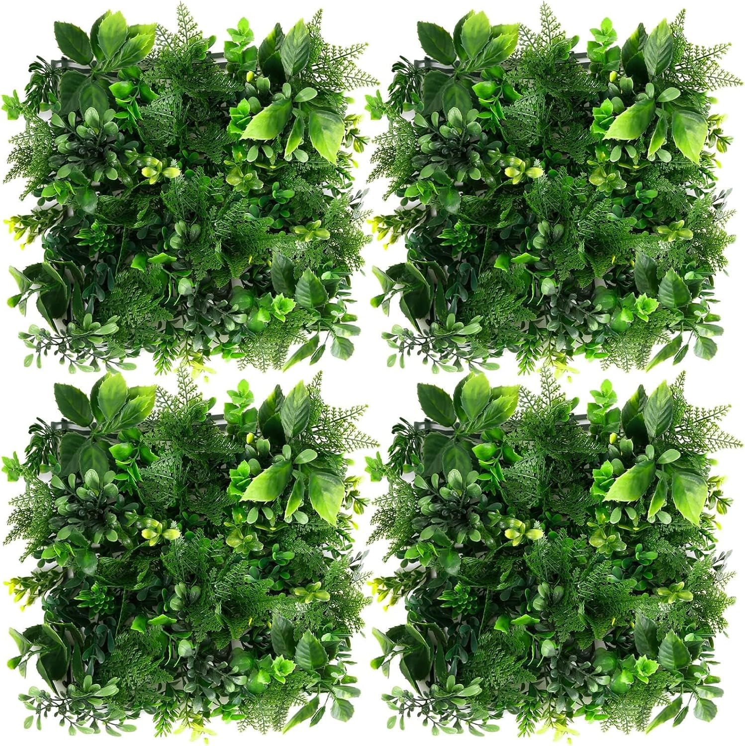 Grass Wall Panels, 4 Packs 10 x 10 inch Artificial Greenery Plant Wall Fake Faux Grass Green ...