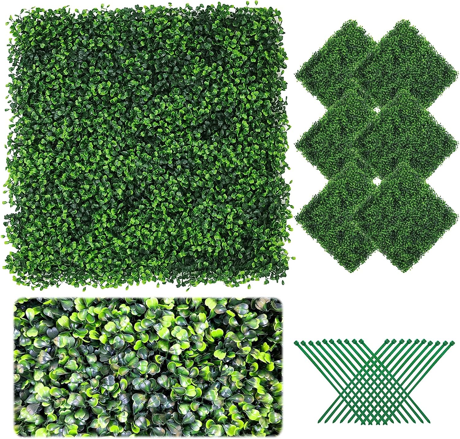 Grass Wall Panels, 6PCS 20x20x2inch Artificial Boxwood Hedges Panels ...