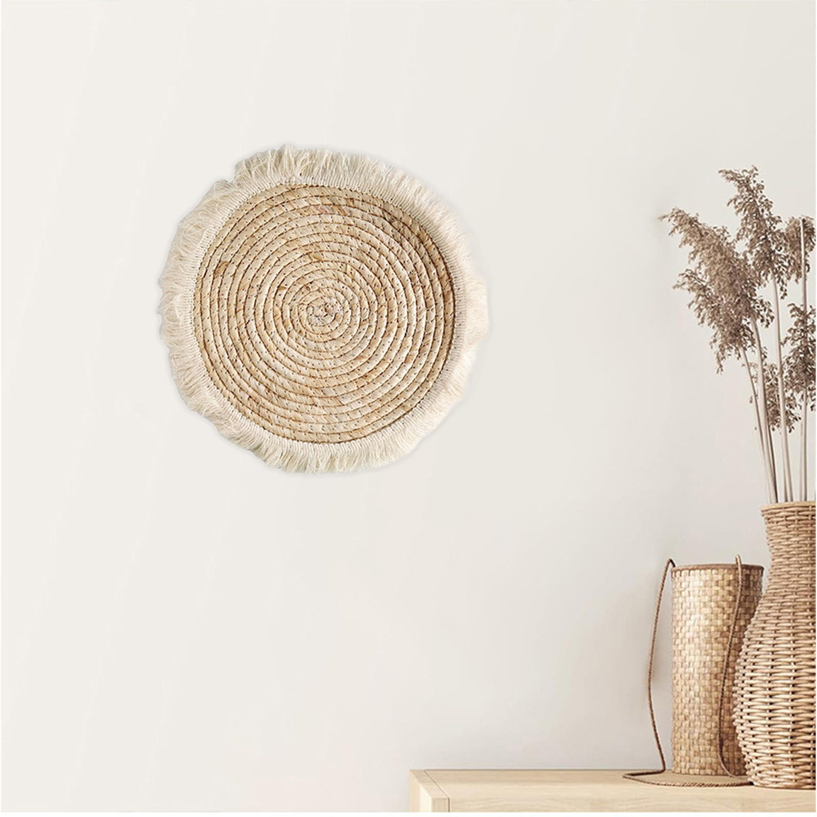 Grass Woven Rattan Wall Hanging Pendant | Circular Handmade Natural ...