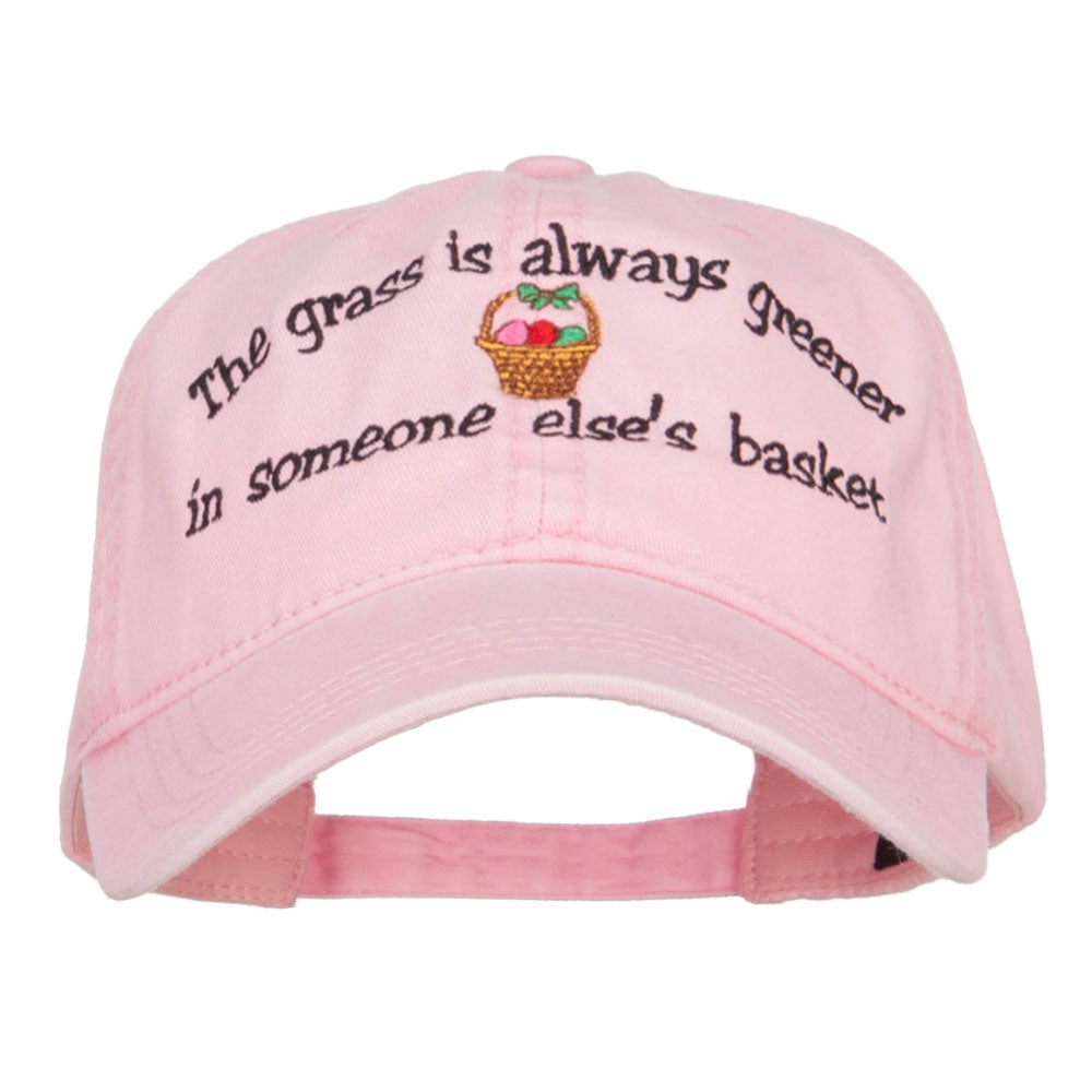 Grass is Greener Easter Embroidered Washed Cap - Pink OSFM - Walmart.com
