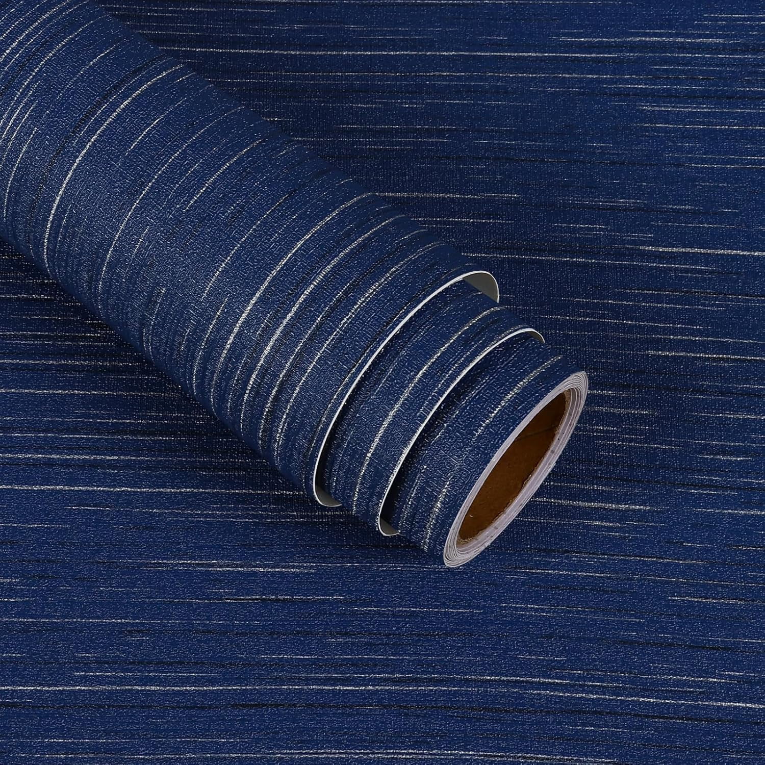 Grasscloth Wallpaper Textured Fabric Contact Paper Navy Blue/Sliver ...