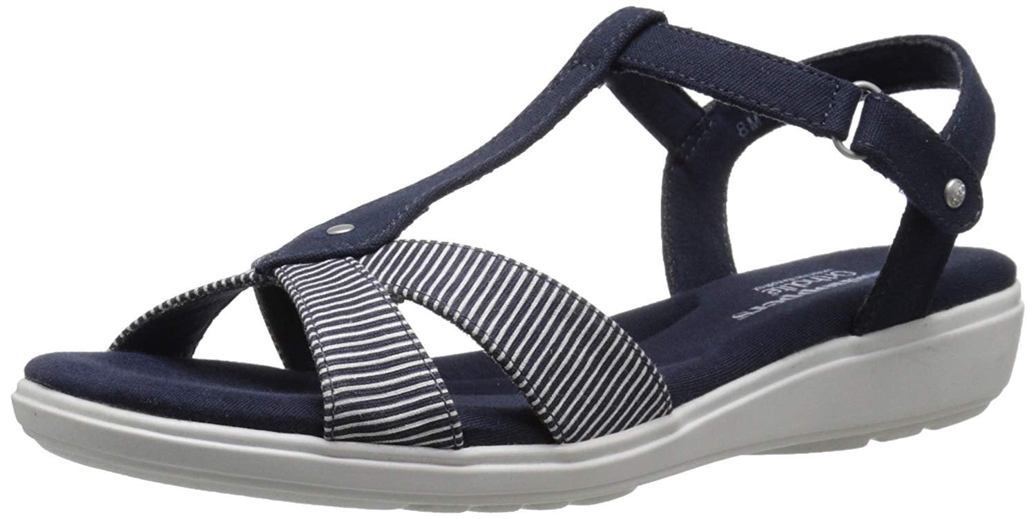 Grasshoppers Women's All-Day Comfort Optimal Fit Rose Flat Sandal, Navy ...