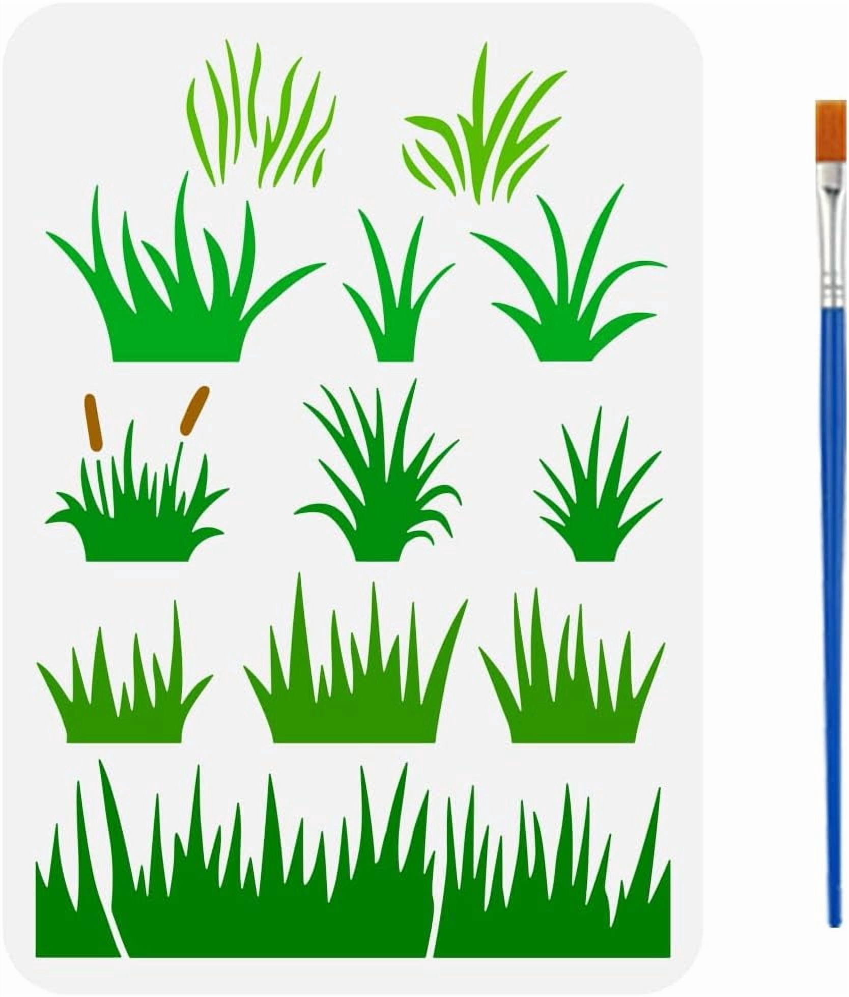Grassland Stencil with Paint Brush 8.3x11.7inch Reusable The Grass ...