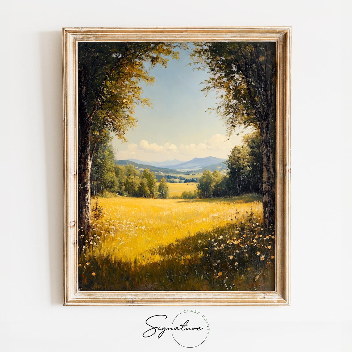 Grassy Meadow Scene, Rustic Spring Landscape, Earthy Meadow View Decor ...