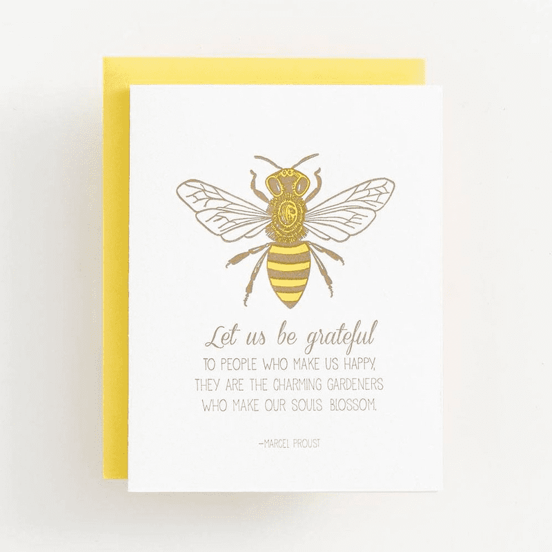 Grateful Bee Greeting Card with Quote – Beautiful Honey Bee Design ...