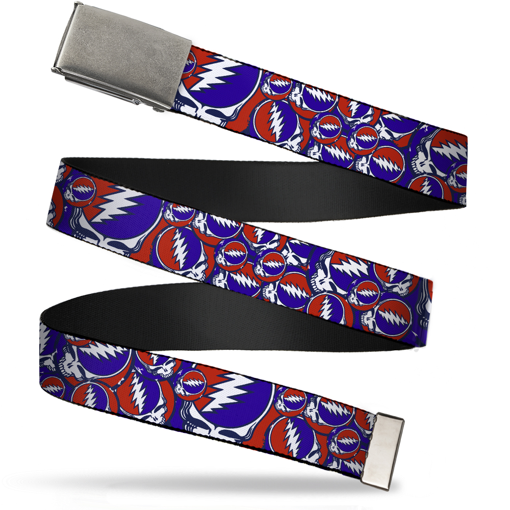 Grateful Dead Belt, Flip Web Belt Steal Your Face Stacked Red White ...