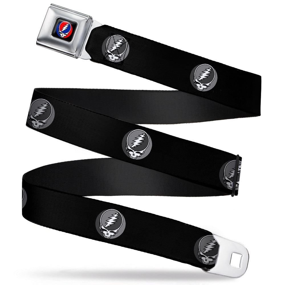 Grateful Dead Belt, Seatbelt Buckle Belt, Steal Your Face Repeat Black ...