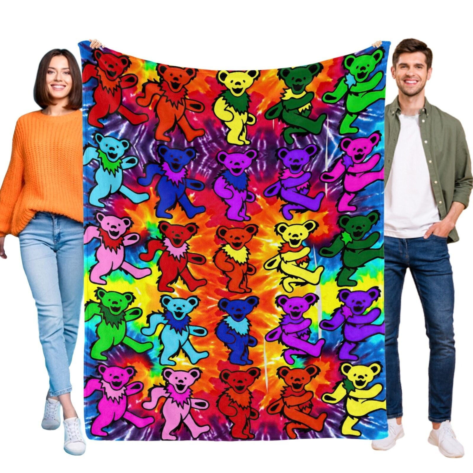 Grateful Dead Dancing Bears Blanket Flannel Soft Sofa Bed Throw ...