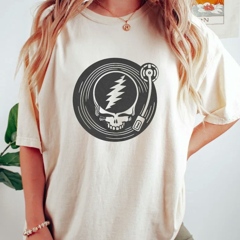 Grateful Dead & Dead and Company Vinyl Record T-Shirt – Stealie Skull ...