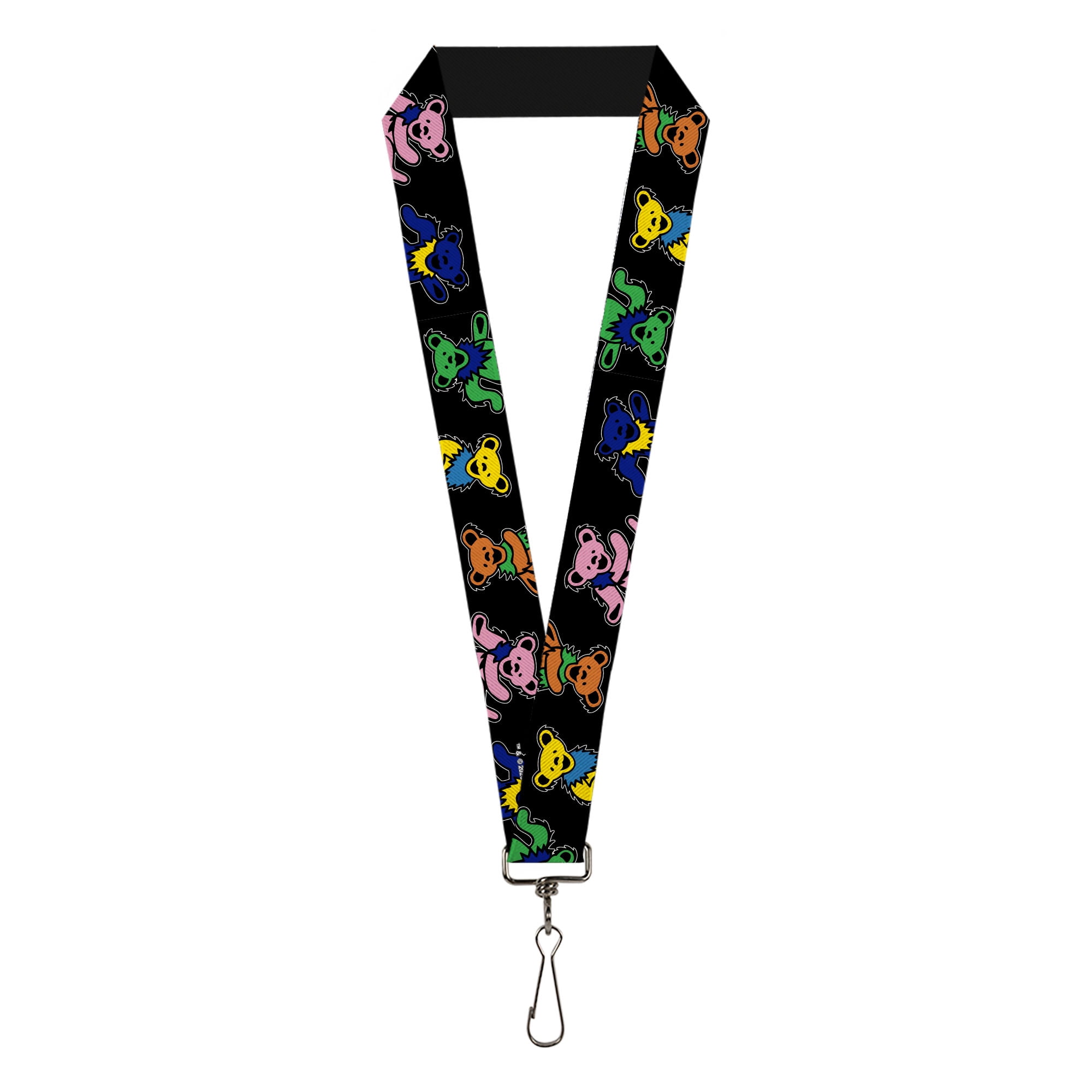 Grateful Dead Lanyard, Grateful Dead Dancing Bears Close Up Black Multi ...