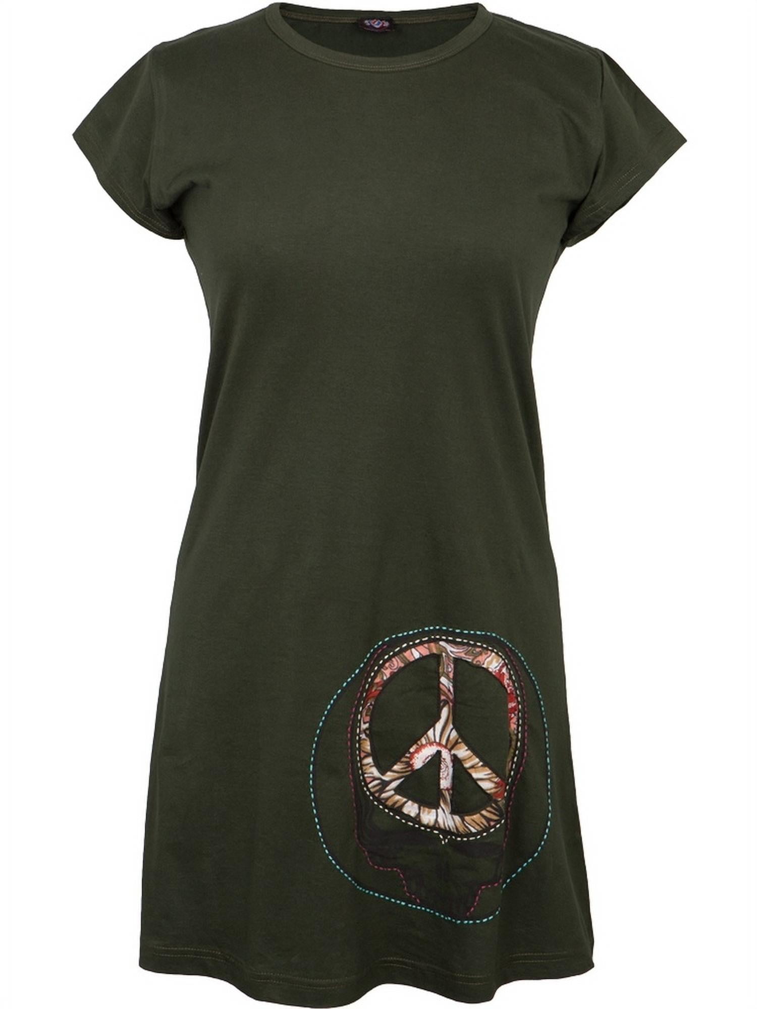 Grateful Dead - Peace Sign SYF Dark Green Juniors Cap Sleeve Mini Dress ...