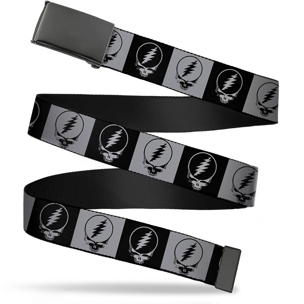 Grateful Dead Belt, Flip Web Belt Steal Your Face Blocks Black White ...