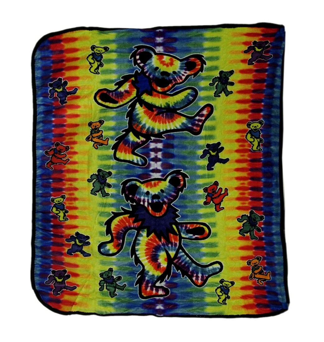 Grateful Dead Bears Tie Dye Fleece Blanket - Walmart.com