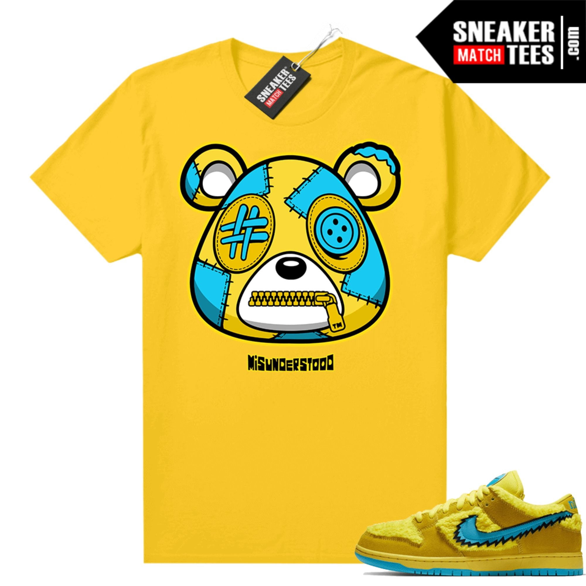 Grateful Dead Yellow Bear SB Dunk Sneaker Match Tees Yellow ...