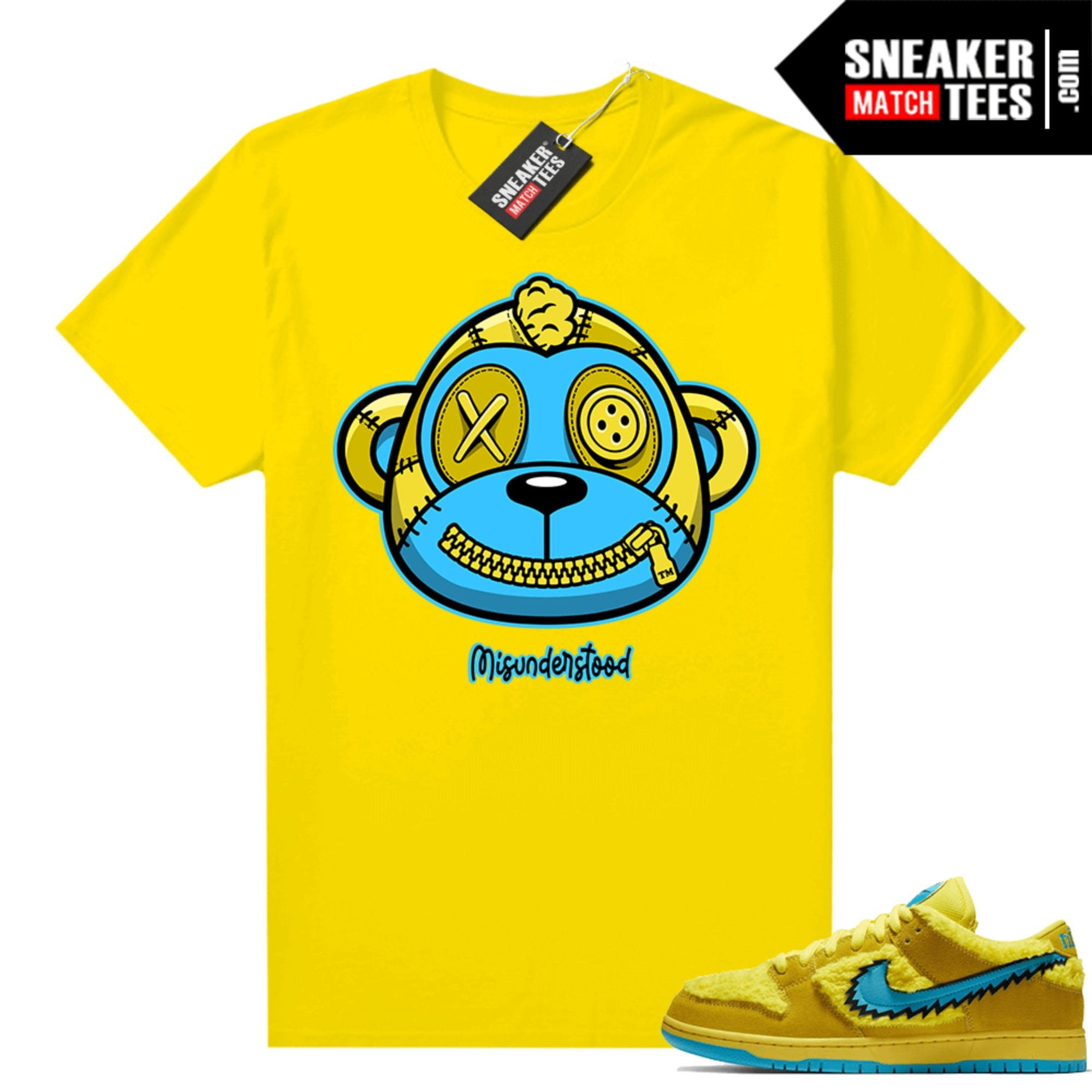 Grateful Dead Yellow Bear SB Dunk Sneaker Match Tees Yellow ...