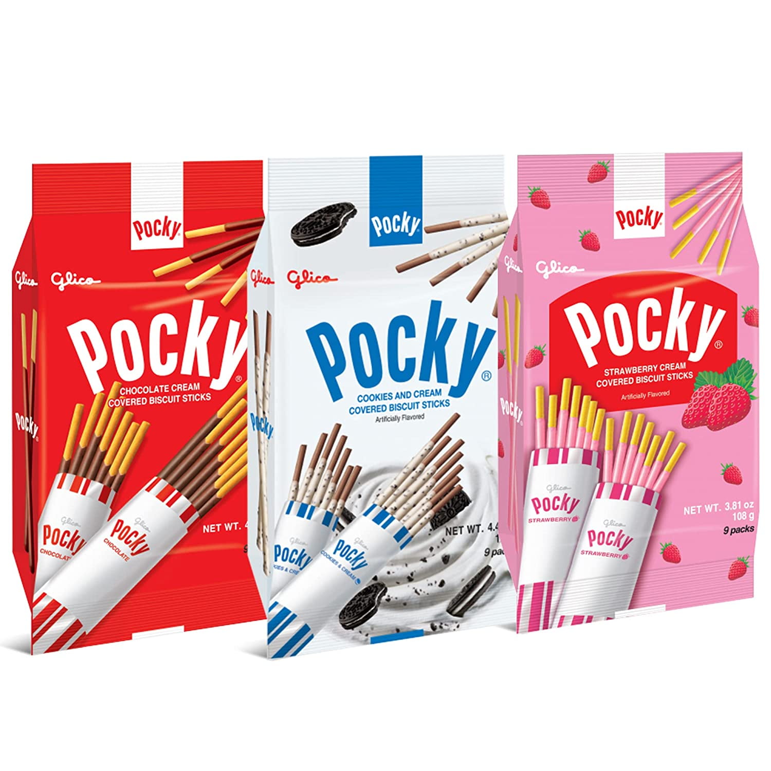 Grateful Grocer Pocky Variety Pack - 3 Bags of Japanese Snacks (3.8 oz ...