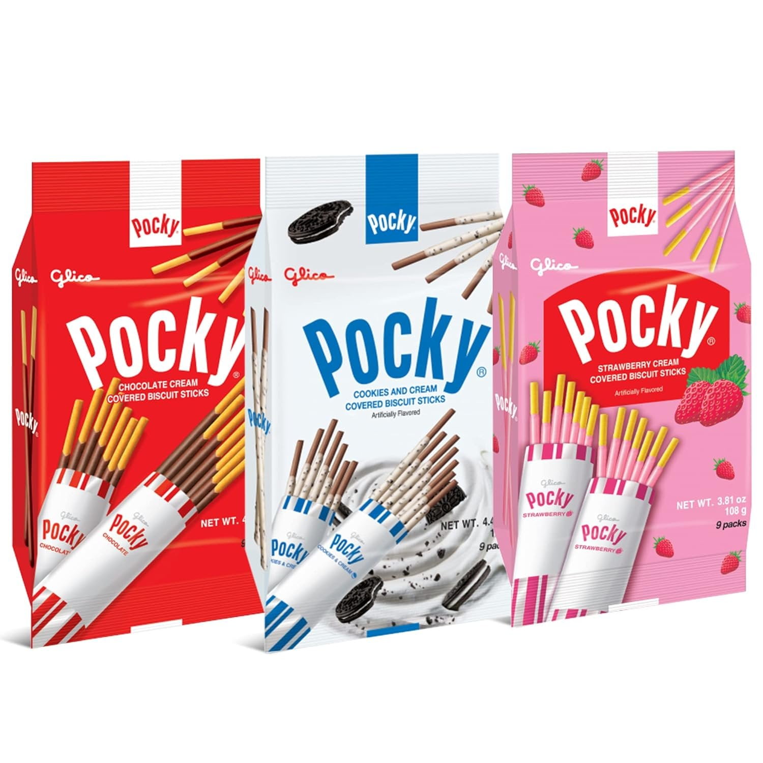 Grateful Grocer Pocky Variety Pack - 3 Bags of Japanese Snacks (3.8 oz ...