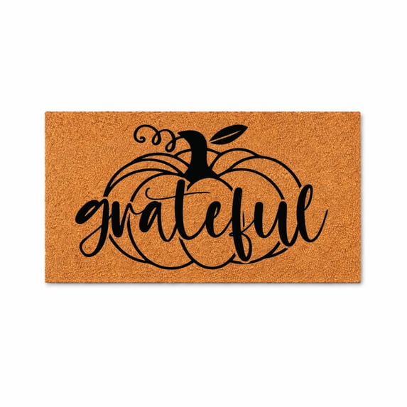 Grateful Pumpkin Doormat, Seasonal Outdoor Entryway Mat, Fall Front ...