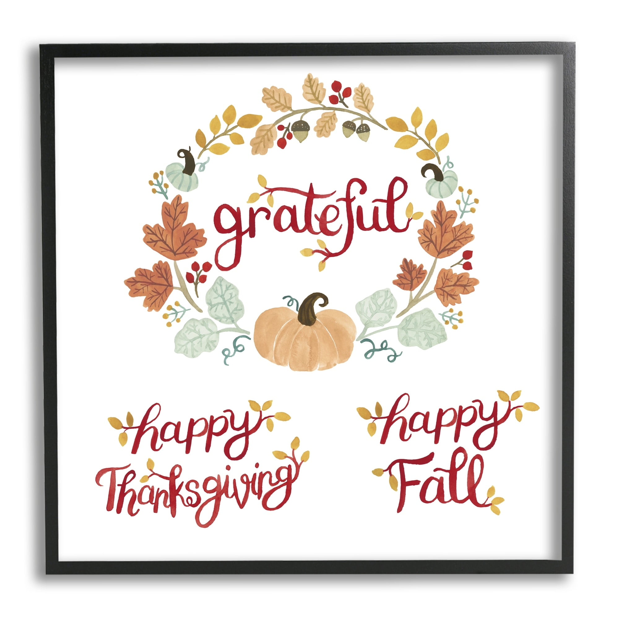Grateful Seasonal Thanksgiving Holiday Botanical Pumpkin Wreath ...
