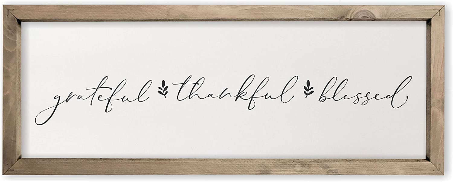 Grateful Thankful Blessed Framed Rustic Framed Wood Farmhouse Wall Sign ...