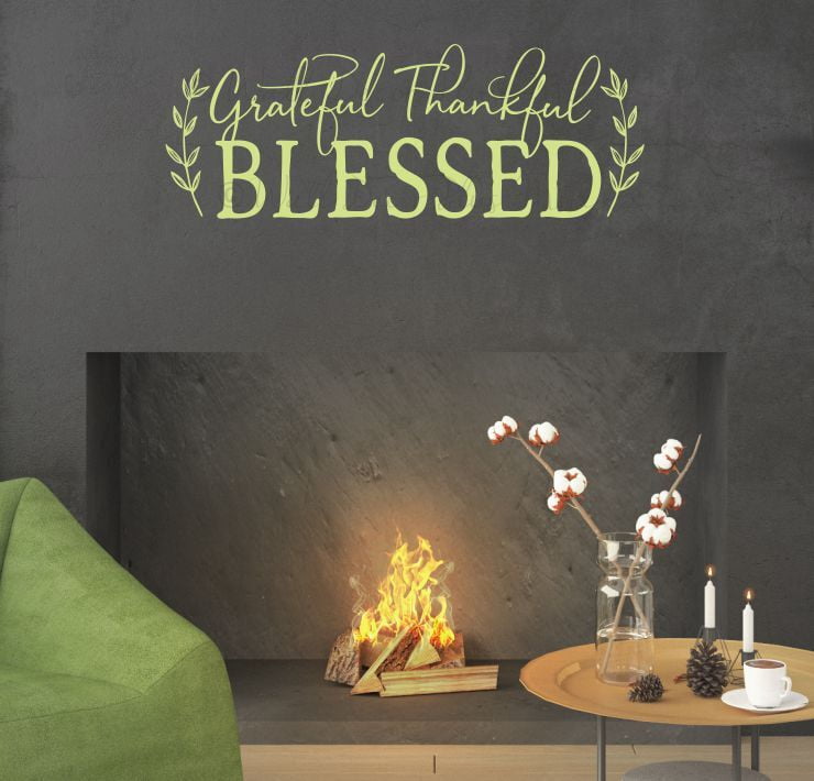 Grateful Thankful Blessed Gratitude Quote Decals- Faith Vinyl Wall Art ...