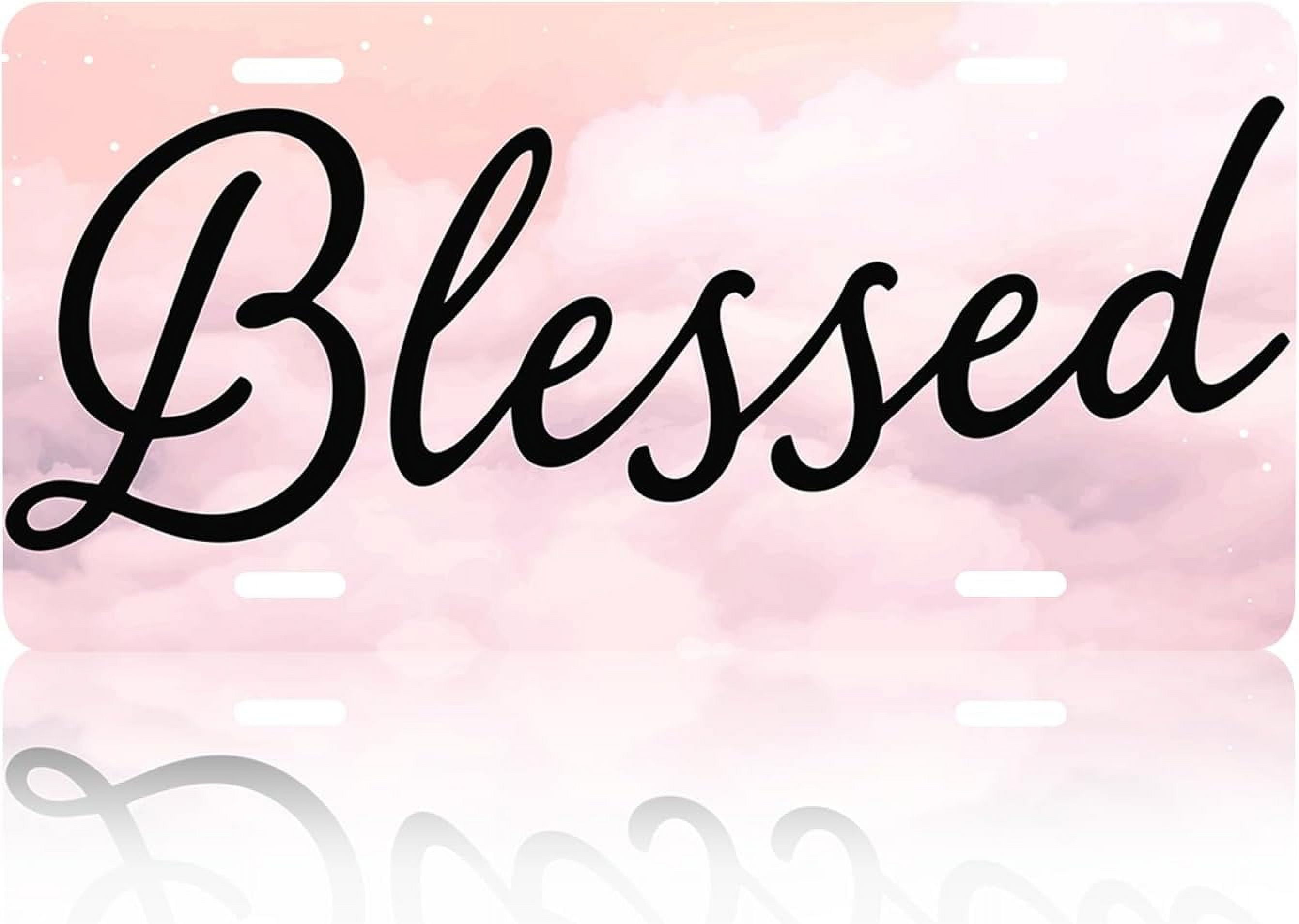 Grateful Thankful Blessed License Plate Cover Pink Sky Background ...