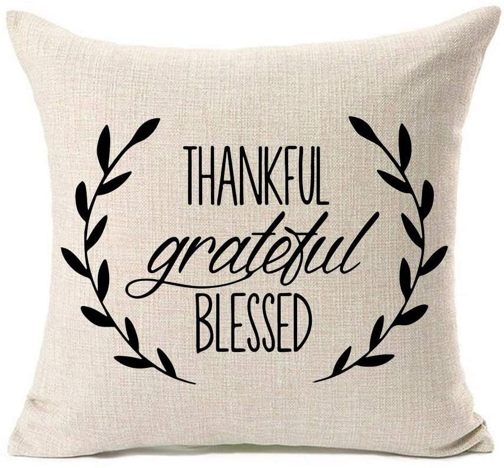 Grateful Thankful Blessed Quote Throw Pillow Covers Farmhouse Home ...