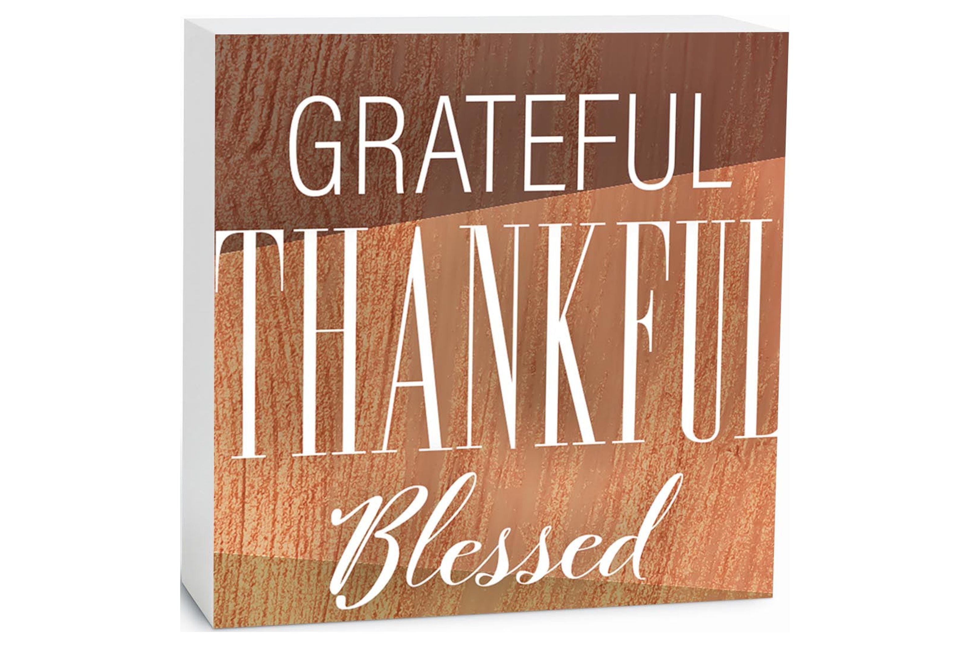 Grateful Thankful Blessed Red Woodgrain 5 x 5 Wood Tabletop Sign Plaque ...