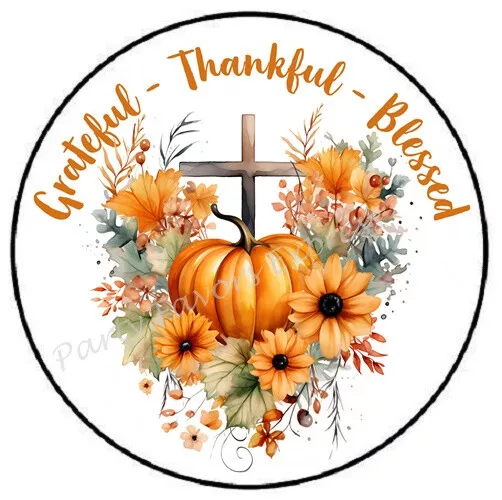 Grateful Thankful Blessed Religious Sticker Party Favors Sticker ...
