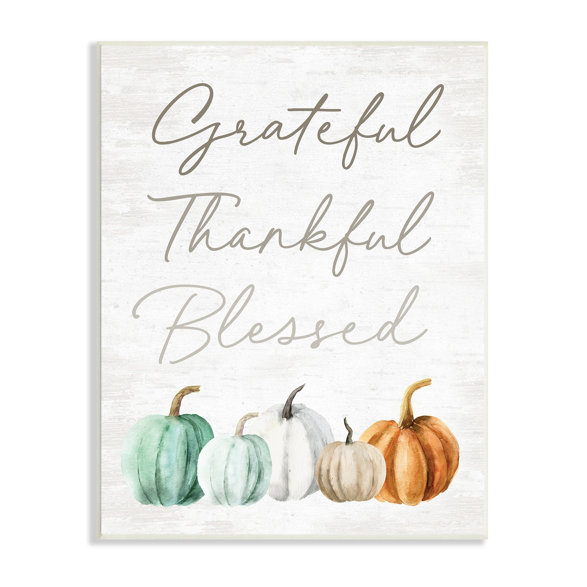 Grateful Thankful Blessed Script Rustic Arranged Pumpkins Botanical ...