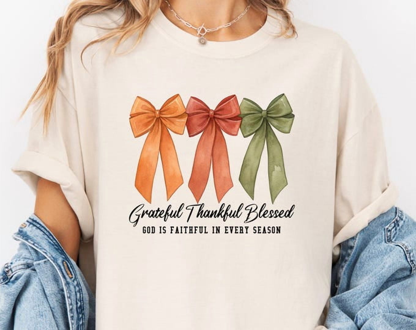 Grateful Thankful Blessed Sweatshirt - Christian Fall Outfit - Walmart.com