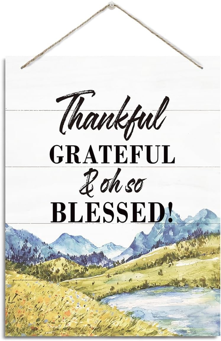 Grateful Thankful & Oh So Blessed Hanging Wood Plaque Sign Christian ...