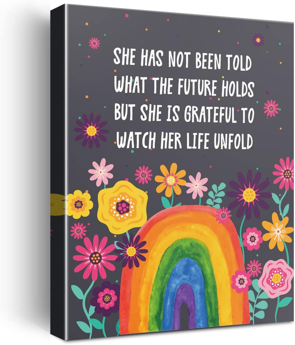 She is Grateful to Watch Her Life Unfold Inspirational Canvas Wall Art ...