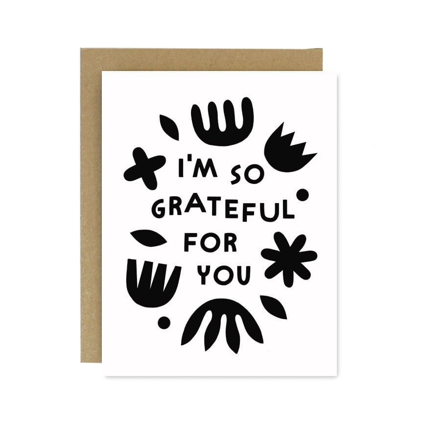 Grateful For You Greeting Card – Stylish Black and White Design ...