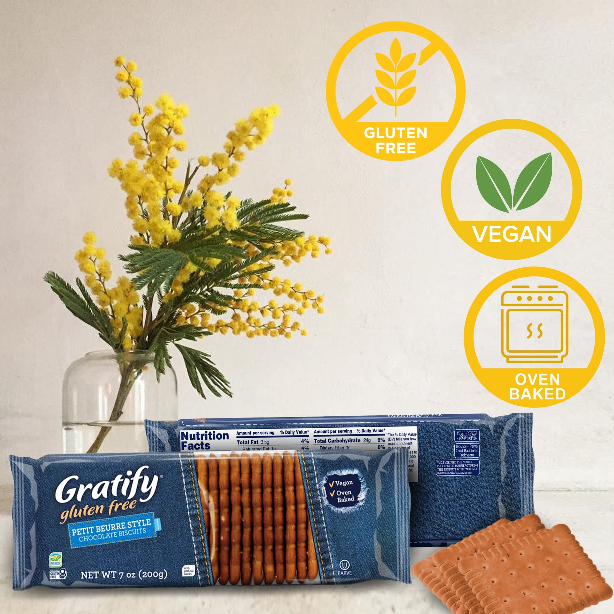 Gratify Petit Beurre FEV6 Chocolate Biscuits 2 Pack - Gluten Free, Oven Baked Deliciousness ...