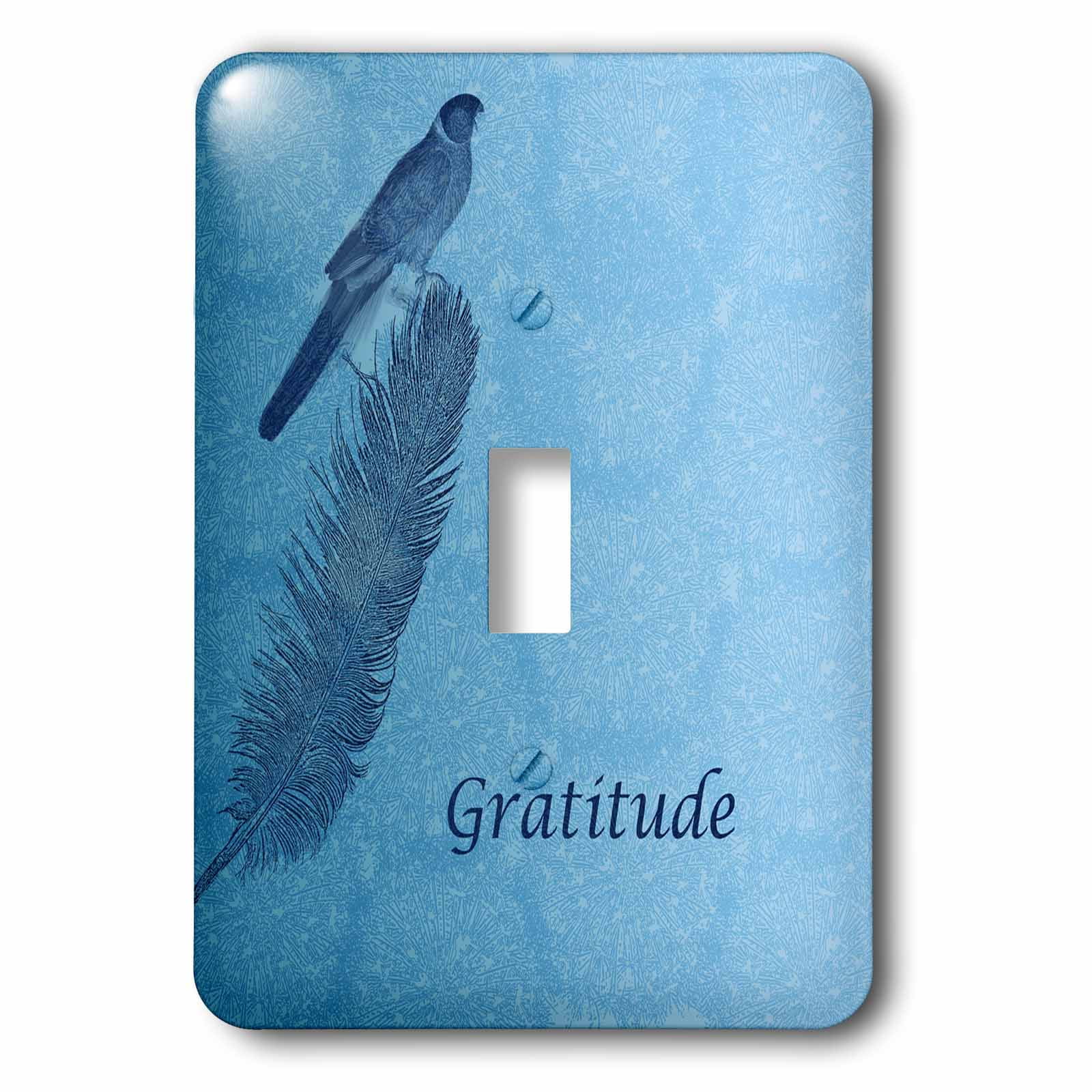 Gratitude Blue Bird on Feather inspirational art single toggle switch ...