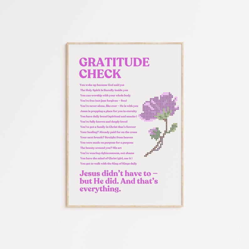 Gratitude Check Affirmations Christian Wall Art Printable, Vision Board ...