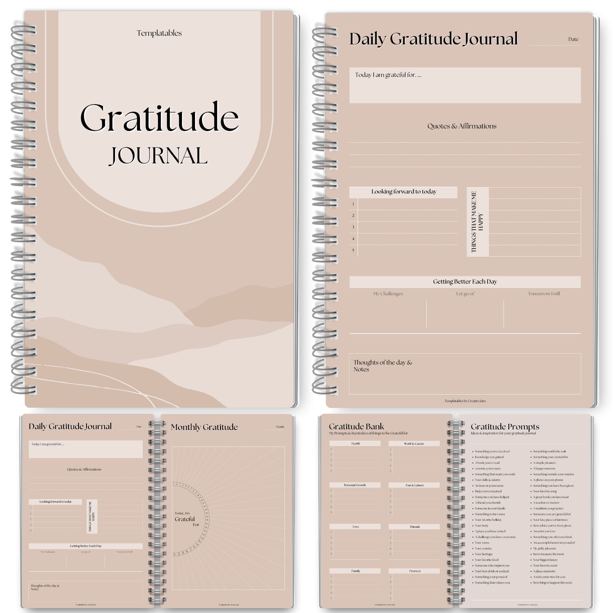 Gratitude & Mindfulness Journal | 90 Day Gratitude Template, Self Care ...