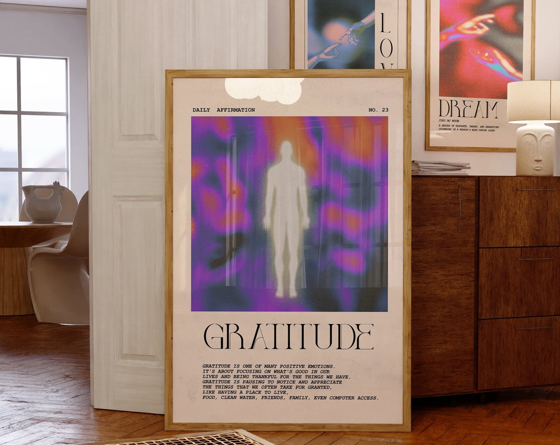 Gratitude Poster, Self Affirmation, Vintage Funky Wall Decor, Y2K Print ...