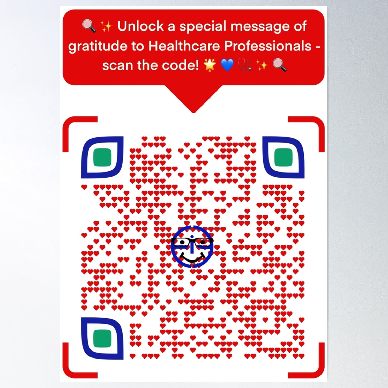 Gratitude Qr Code For Healthcare Heroes Poster Wall Art, Modern Wall ...